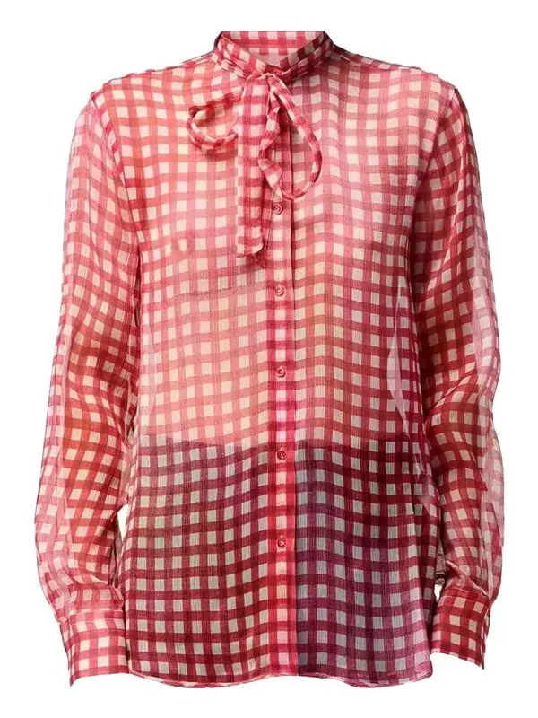 Ermanno Scervino Gingham-check Pussy-bow Shirt - Red