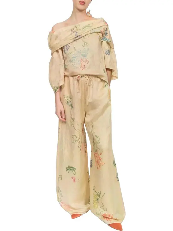Rosie Assoulin Floral-jacquard Drawstring Trousers - Neutrals