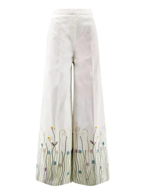 PHILIPPA 1970 Valentina Embroidered Palazzo Pants - White