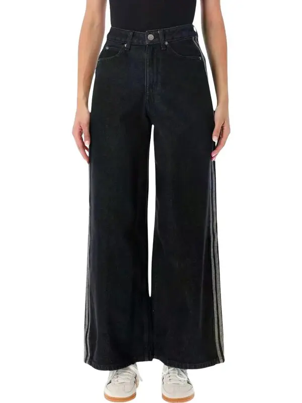 Adidas Side-stripe Wide-leg Jeans - Black