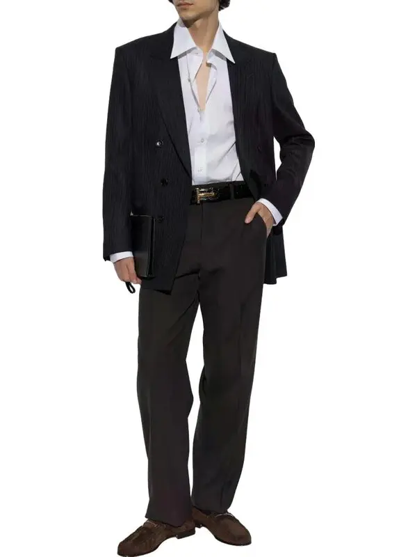 TOM FORD Double-breasted Pinstripe Blazer - Blue