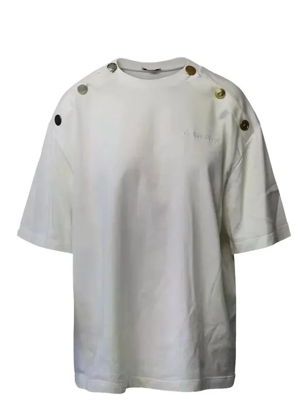 Alexander McQueen Button-embellished Cotton T-shirt - White