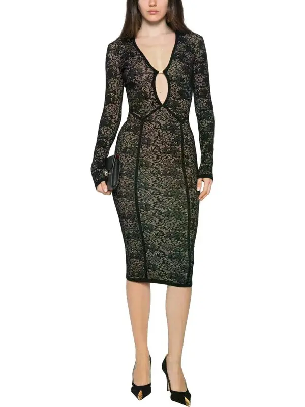 Elisabetta Franchi Lace-patterned Cut-out Midi Dress - Black