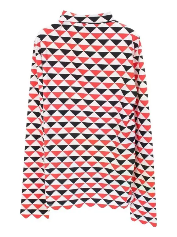 Prada Geometric Print High-neck Long Sleeve Top - White