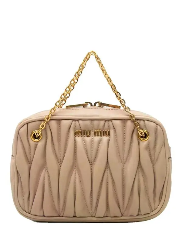 Miu Miu 2010-2026 Matelasse Nappa Pouch With Chain Handbag - Brown