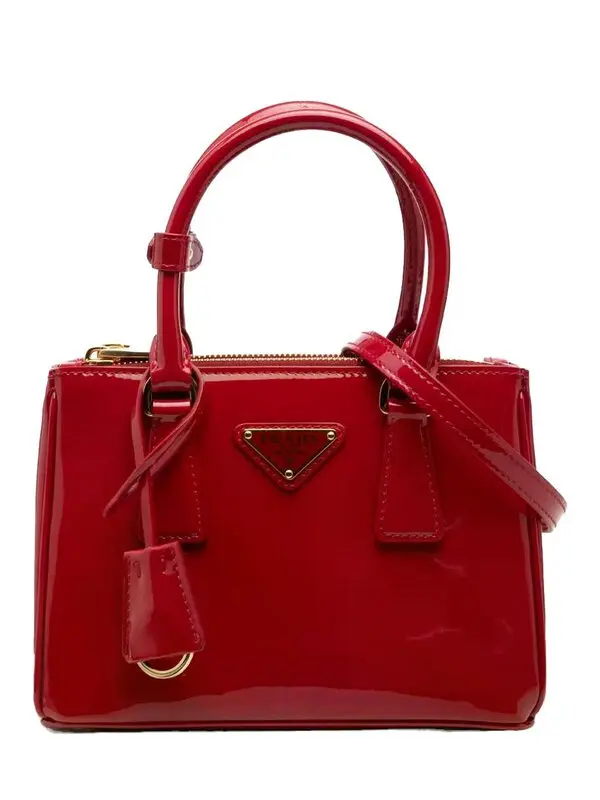 Prada 2013-2026 Mini Patent Galleria Double Zip Satchel - Red