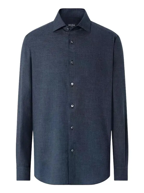 Zegna Navy Cashco Shirt - Blue