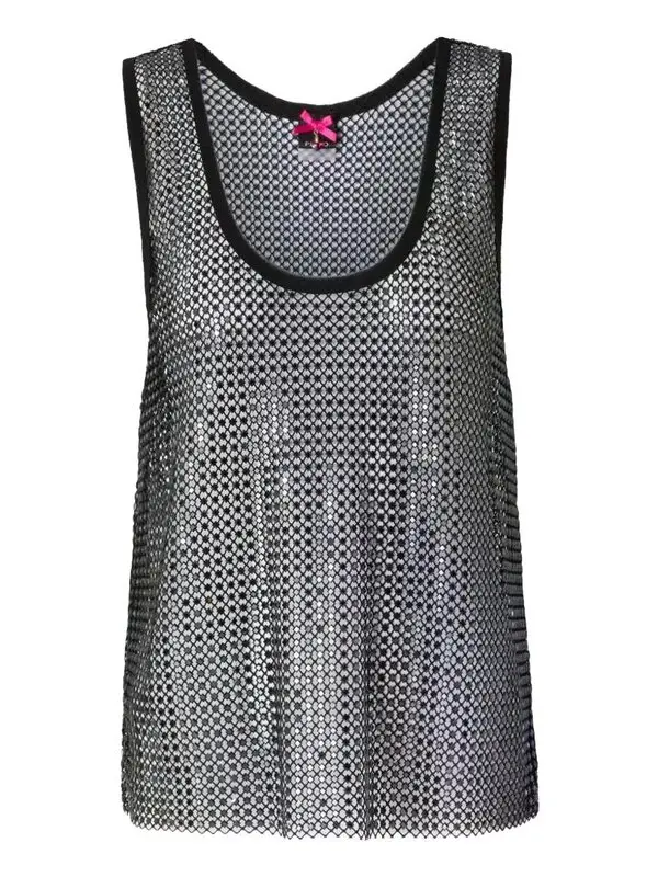 Pinko Sequin-embellished Mesh Top - Silver