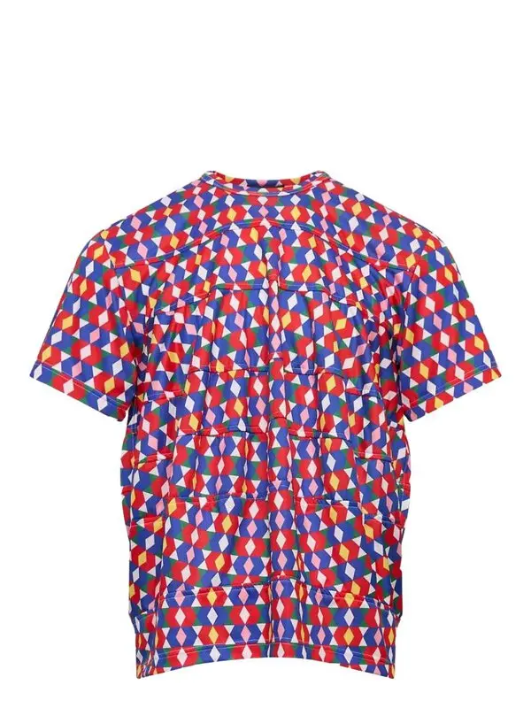 Comme Des Garçons Geometric-print Mesh T-shirt - Red