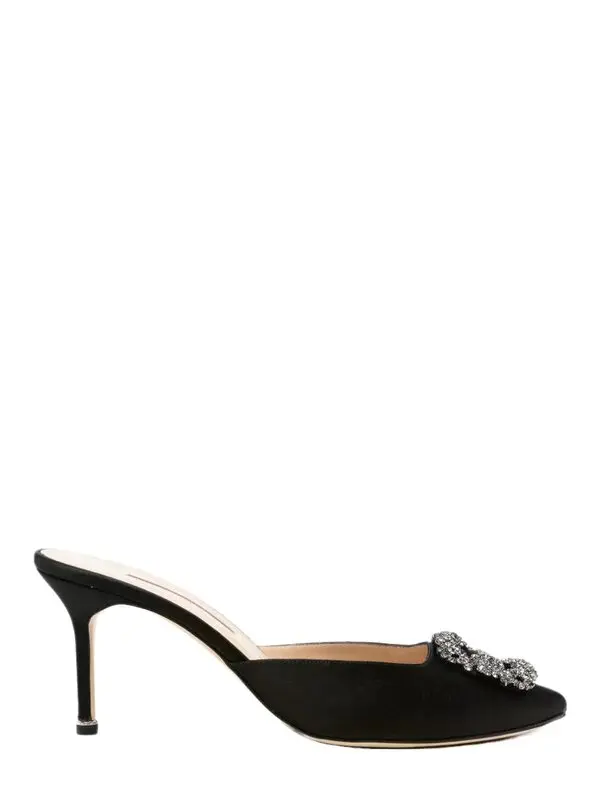 Manolo Blahnik Hangisi Crystal-buckle Mules - Black