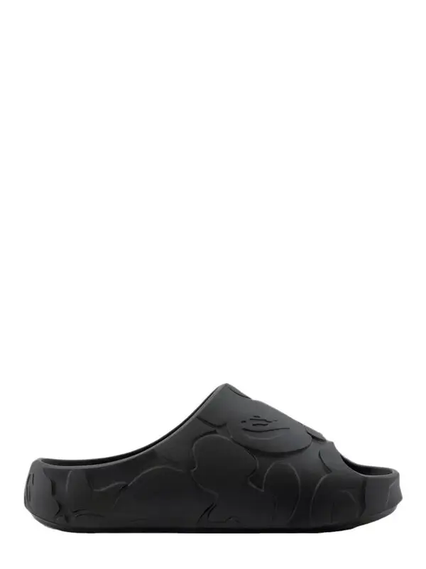 A BATHING APE Camo Embossed Slides - Black