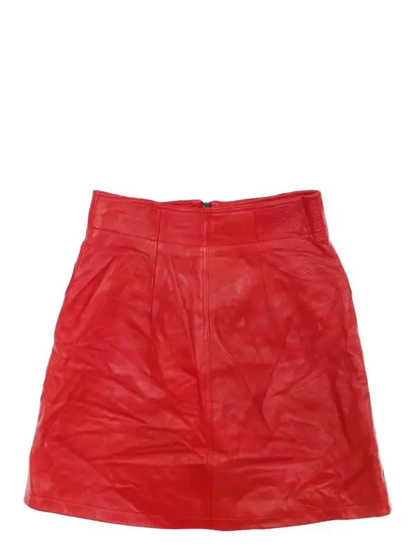 Dior Leather Heart Patch Zip-up Mini Skirt - Red