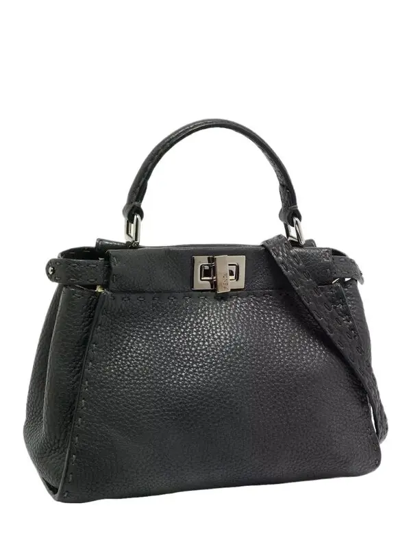 Fendi Mini Peekaboo Selleria Shoulder Bag - Black