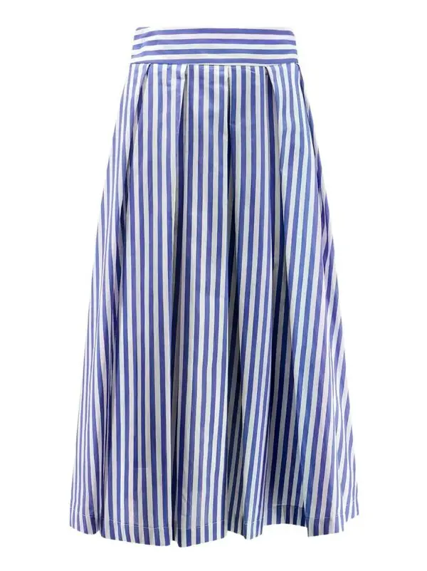 LAVI COUTURE Iris Striped Flared Midi Skirt - Blue