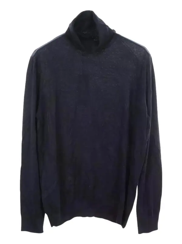 Dior Navy Cashmere Bee Embroidery Turtleneck Sweater - Blue
