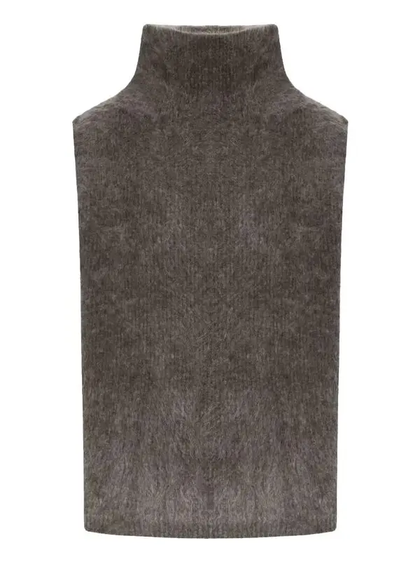 LISA YANG Brushed-knit High-neck Dickey - Grey