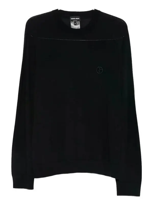 Giorgio Armani Ga-logo Embroidered Sweater - Blue