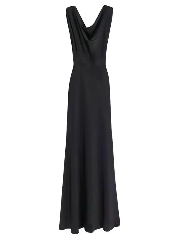 ACTUALEE Satin-finish Back-plunging Maxi Dress - Black