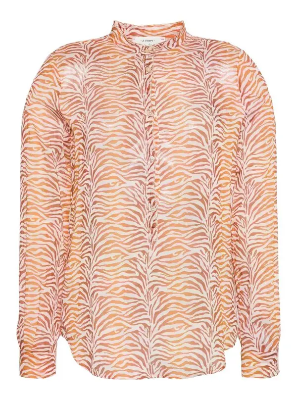 FORTE_FORTE Zebra-print Cotton-blend Blouse - Orange