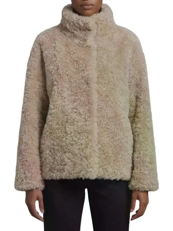 Herno Faux Fur Stand-up Collar Jacket - Neutrals