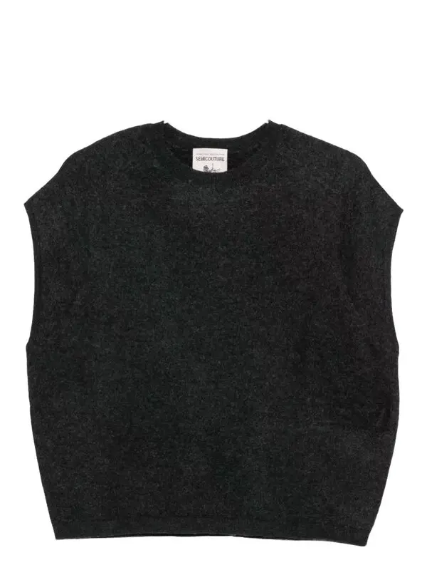 SEMICOUTURE Crew-neck Sleeveless Vest - Grey