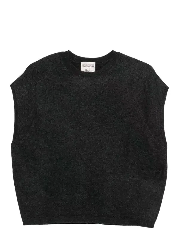 SEMICOUTURE Crew Neck Sleeveless Vest - Grey