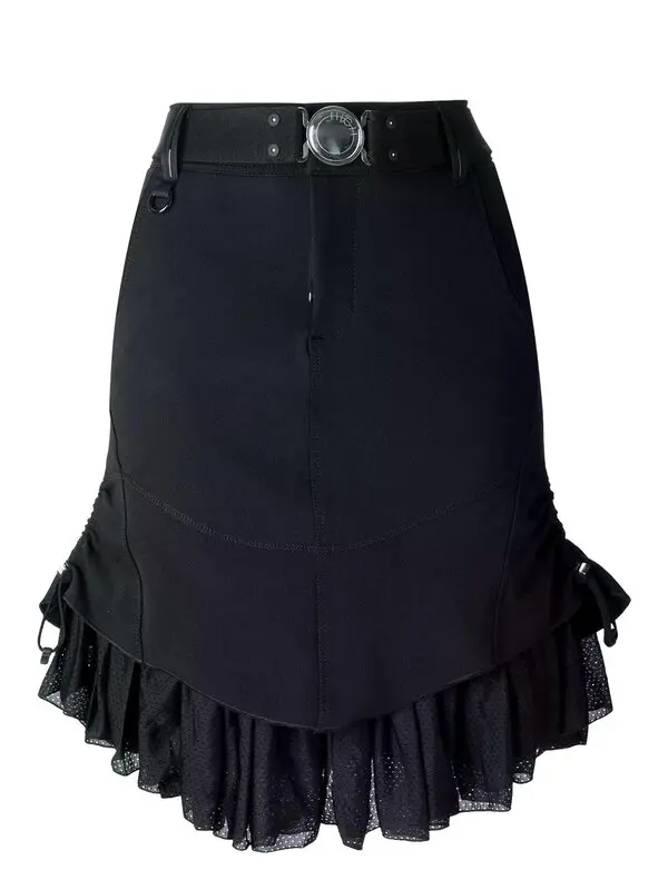 High Ruffled Hem Skirt - Black