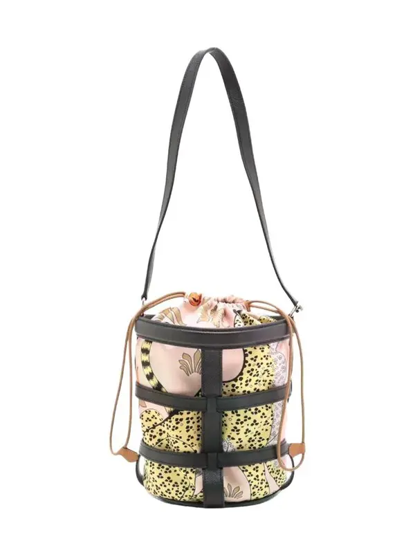 Hermès 2016 Les Léopards Silk And Epsom Sac Musardine Bucket Bag - Orange