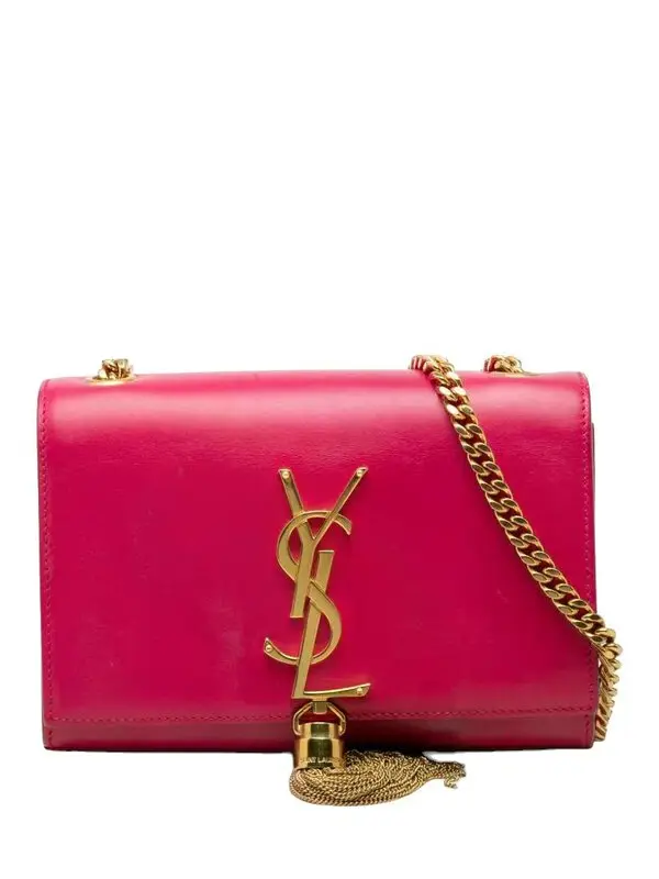 Saint Laurent 2015 Small Smooth Calfskin Monogram Kate Tassel Crossbody Bag - Pink