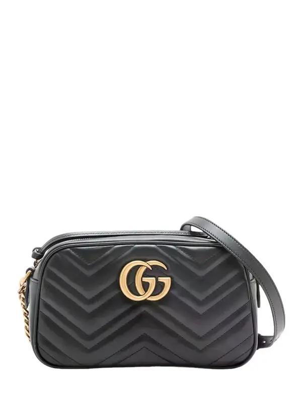 Gucci 2016-2026 Small Gg Marmont Matelasse Calfskin Crossbody Bag - Black
