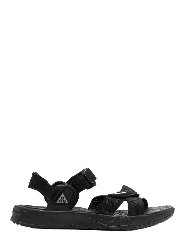Nike Swoosh-logo Detail Sandals - Black
