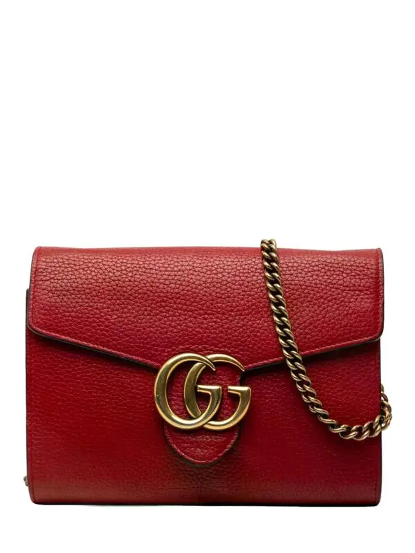 Gucci 2000-2015 Gg Marmont Calfskin Wallet On Chain Crossbody Bag - Red