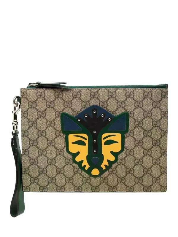 Gucci 2000-2015 Gg Supreme Fox Clutch Bag - Neutrals