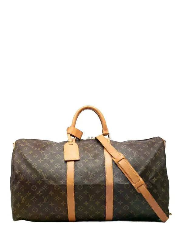 LOUIS VUITTON 1993 Monogram Keepall Bandouliere 55 Travel Bag - Brown