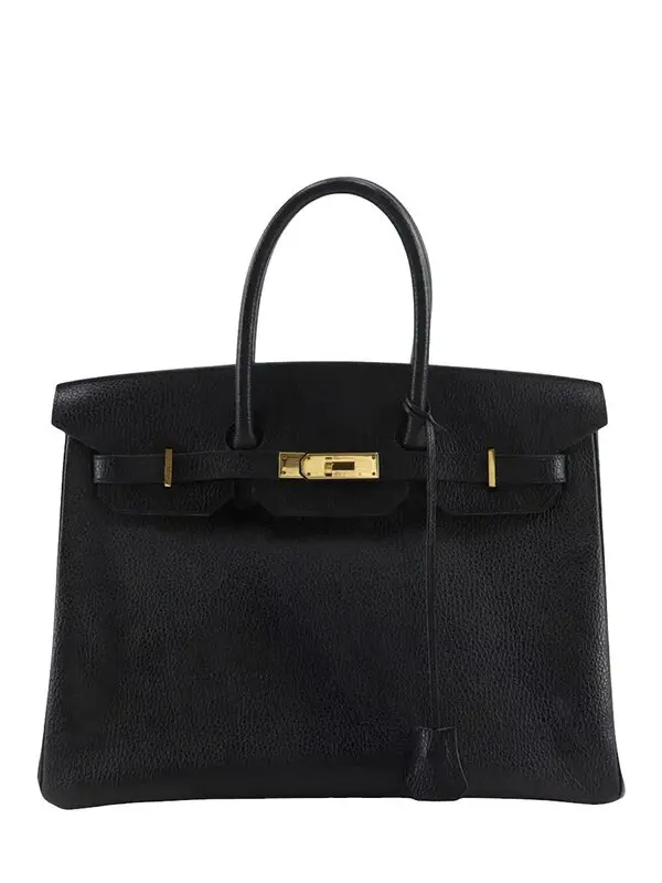 Hermès 1998 Fjord Birkin Retourne 35 Handbag - Black