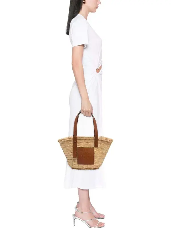 Loewe 2022 Small Raffia Anagram Basket Tote Bag - Neutrals
