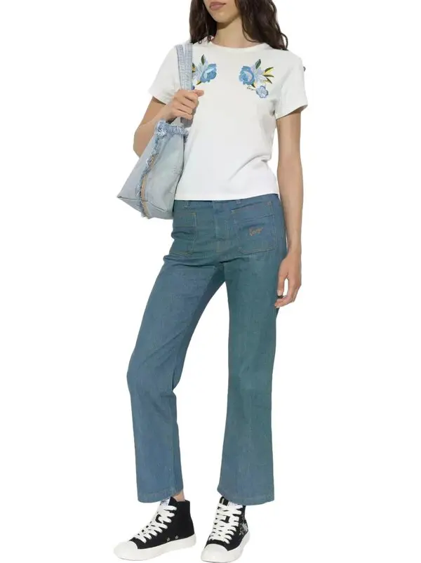 Kenzo Logo-embroidered Patch-pocket Jeans - Blue
