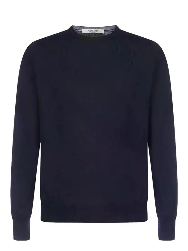 D4.0 Crew Neck Wool Sweater - Blue
