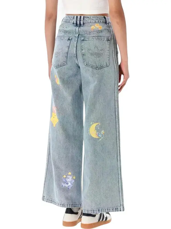 Adidas Embroidered Trefoil-logo Jeans - Blue