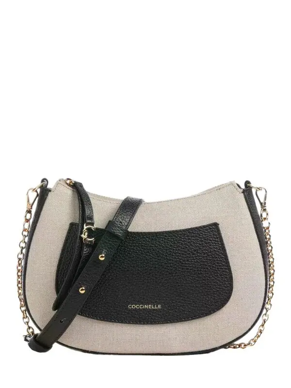 COCCINELLE Grained-leather Canvas Shoulder Bag - Neutrals