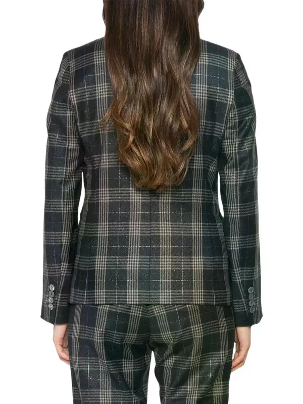 Peserico Check-pattern Double-breasted Blazer - Blue