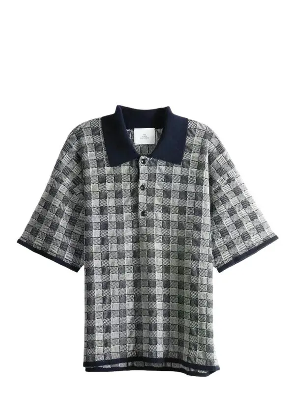 THE ELDER STATESMAN Check-pattern Short-sleeve Polo Shirt - Grey