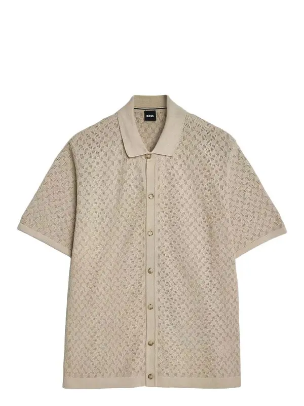 BOSS Pointelle-knit Short-sleeve Jacket - Neutrals