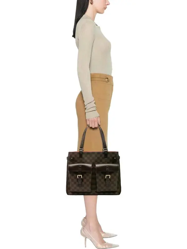 LOUIS VUITTON 2005 Damier Ebene Uzes Tote Bag - Brown