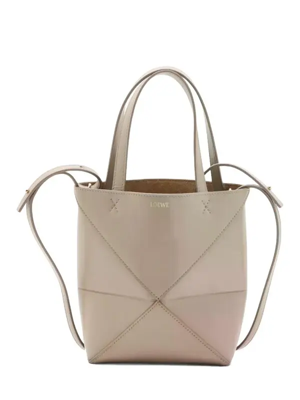 Loewe 2013 Mini Shiny Calfskin Puzzle Fold Tote Satchel - Brown