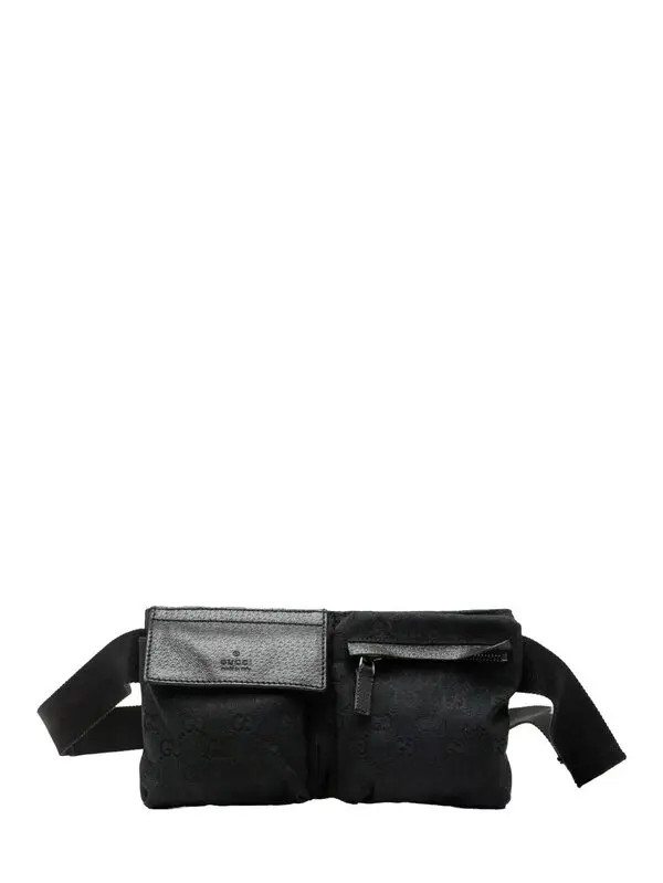 Gucci 2000-2015 Gg Canvas Double Pocket Belt Bag - Black