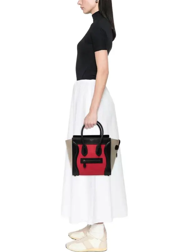 Celine 2017 Micro Tricolor Leather Luggage Tote Bag - Black