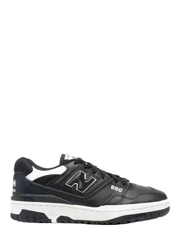 NEW BALANCE Leather Lace-up Logo Patch Sneakers - Black