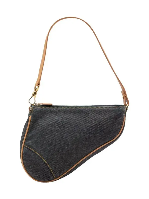 Dior 2001 Mini Denim Saddle Pochette Shoulder Bag - Blue
