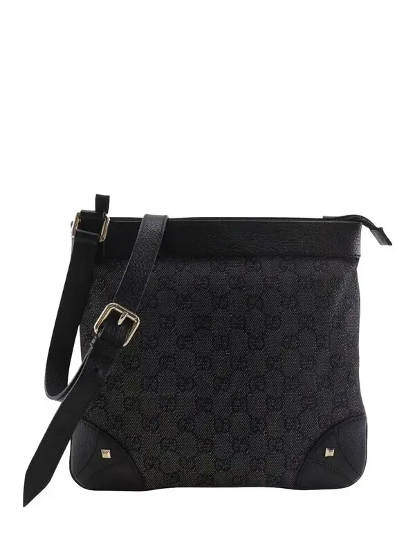 Gucci 2000-2015 Gg Denim Nailhead Crossbody Bag - Grey
